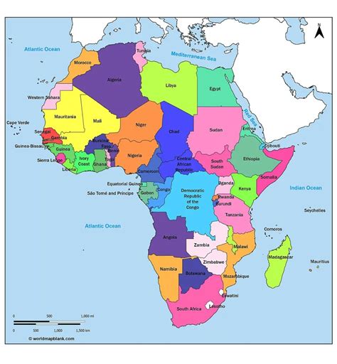 Labeled Map Of Africa Countries And Features