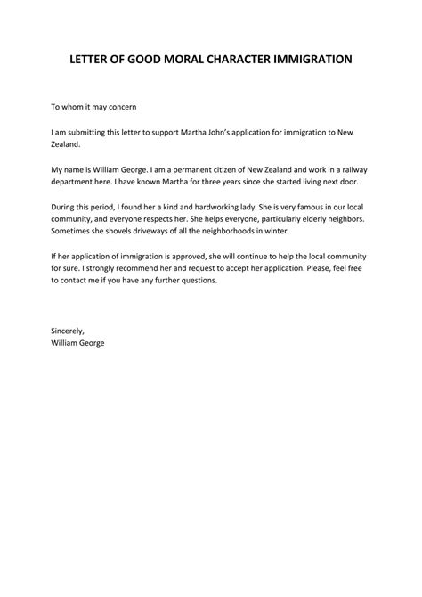 Good Moral Character Letter For Immigration Samples