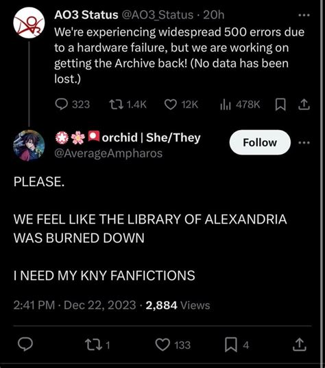 My Favorite Replies To Ao3 Being Down R Ao3