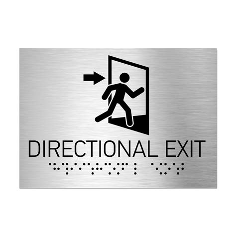 Directional Exit Sign — Stainless Steel Plate With Braille Bsign Store