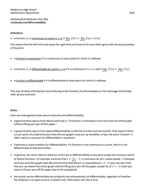 Continuity And Differentiability Explained Pdf Function