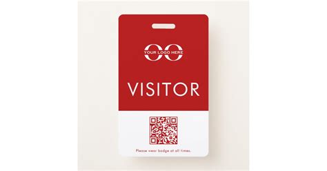 Personalized Red Company Logo Visitor Badge Zazzle