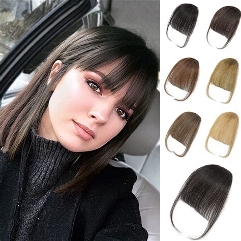 Ghdxiweyu 100 Human Hair Clip In Bangs Women Air Thinning