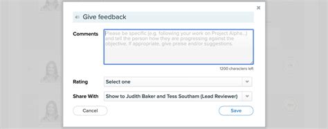 giving feedback on an objective objectivemanager help