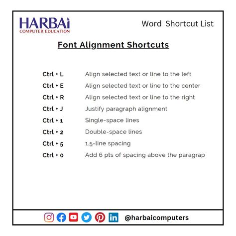 Harbai Microsoft Word Shortcuts Font Alignment Shortcuts⁣ ⁣ To Know More Shortcuts Like This