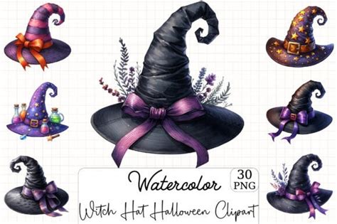 Witch Hat Halloween Clipart Png Graphic By Ya Design · Creative Fabrica