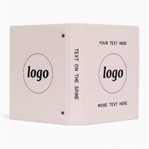 Simple Logo With Text Business Blush Pink Mini Binder Zazzle