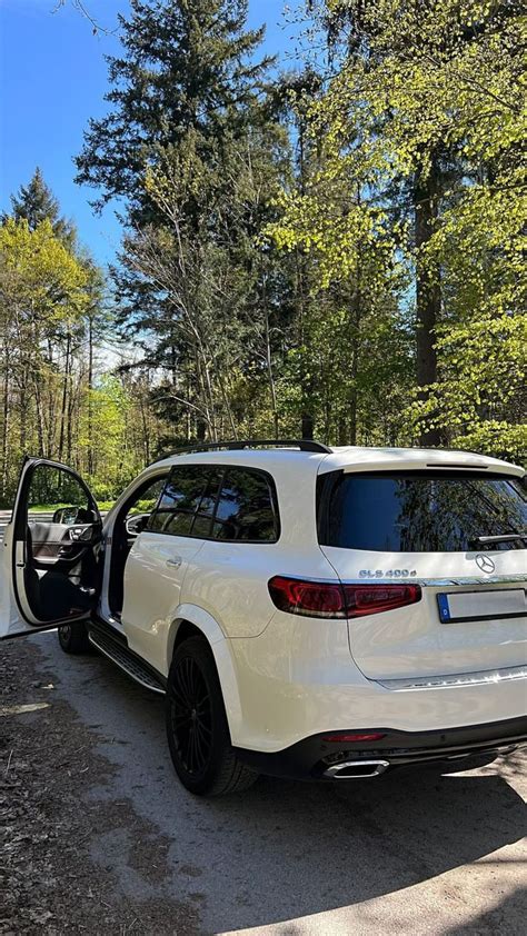 White Luxury Car Parked On Road White Suv Driveway View Mercedes Suv