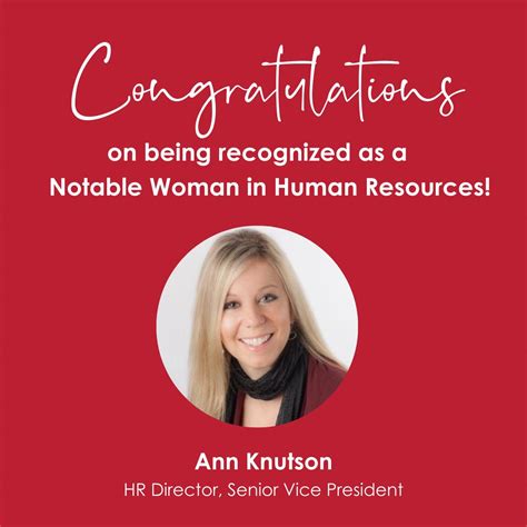 Bank Five Nine Is Proud To Announce That Our Hr Director And Senior Vice President Ann Knutson