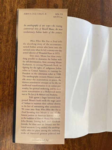Signed Where White Men Fear To Tread Russel Means 1995 Hcdj First Ed