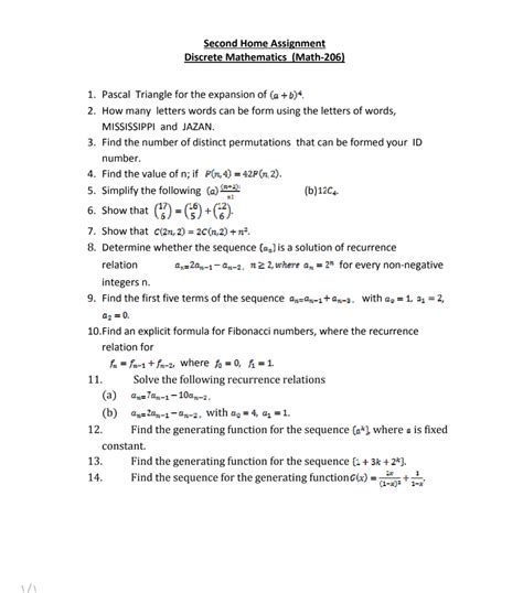 Solved Second Home Assignment Discrete Mathematics