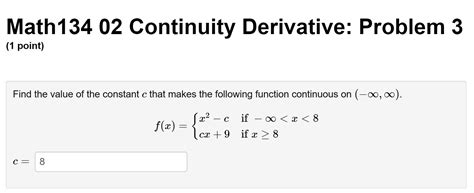 Solved Math134 02 Continuity Derivative Problem 3 1 Point