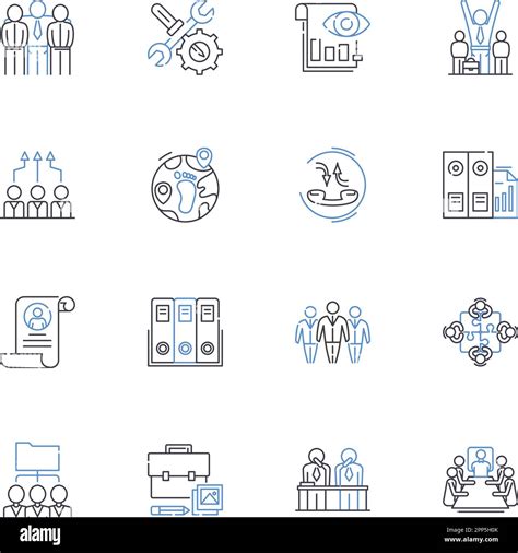Third Party Provider Line Icons Collection Outsourcing Platform