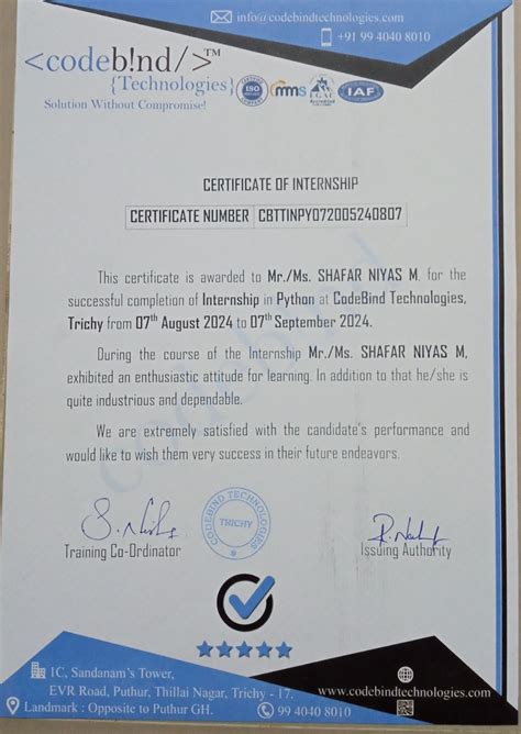 Shafar Niyas M On Linkedin Python Internshipjourney Techcareer