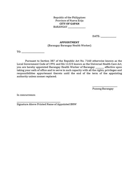 Appointment Bhw Pdf