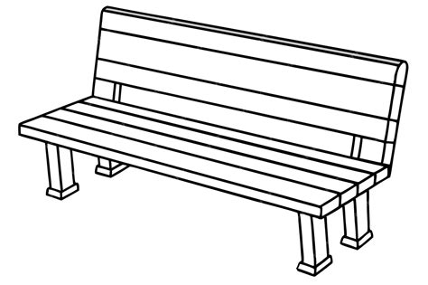 A Black And White Drawing Of A Bench With A White Background Premium