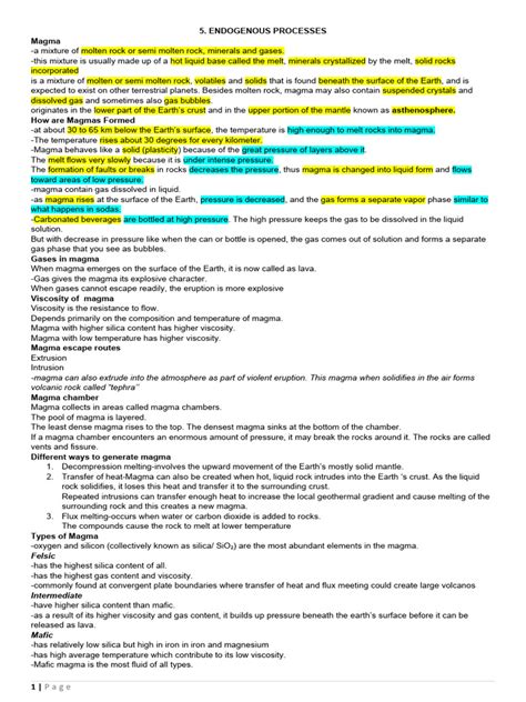 Endogenic Processes Pdf Magma Fault Geology