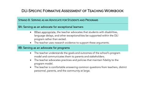 Workbook Strand 8 Dual Language And Immersion Teacher Assessment Rubrics