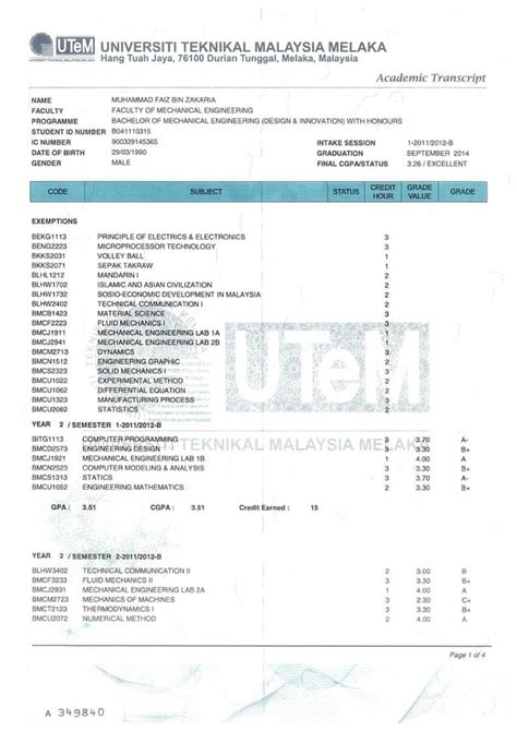 Degree Transcript Pdf