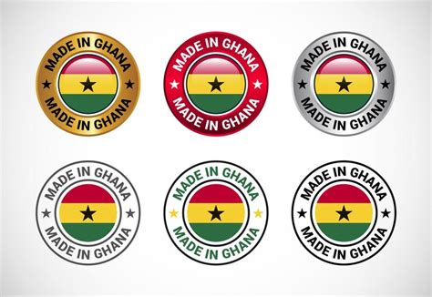 Premium Vector Made In Ghana Label Icon With Flag Icon Set For