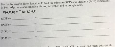 solved for the following given function f find the minterm