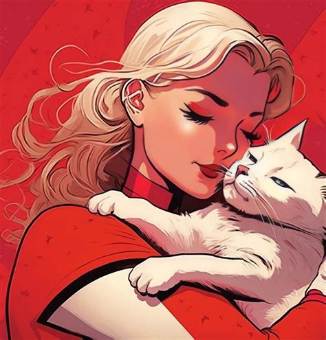 Girl Cuddling Cat Superhero Art Supergirl Supergirl Dc