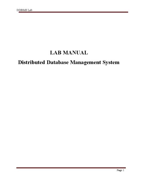 Ddbms Lab Manual Page 1 Ddbms Lab Lab Manual Distributed Database