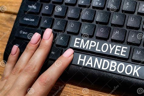 Hand Writing Sign Employee Handbook Business Overview Document That