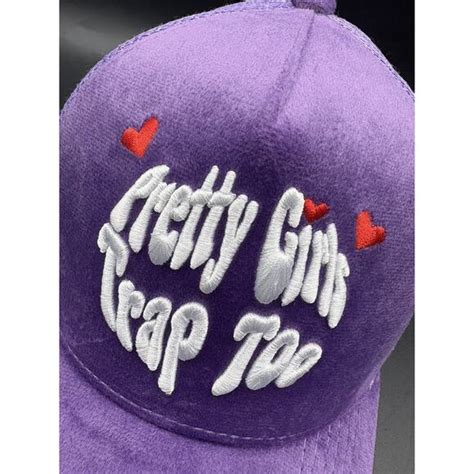Unknow Accessories Custom Trucker Valentines Hat Pretty Girls Trap Too Purple Pink Snap Back