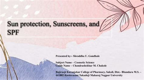 Sunprotection Sunscreen Classification And Regulatory Aspects Pptx
