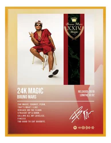 Cuadro Bruno Mars 24k Magic Album Music Firma Cmarco 60x50 Meses Sin
