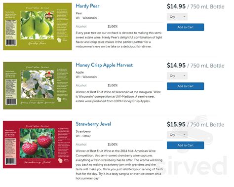 Menu Elkhorn Wis Apple Barn Orchard And Winery Sirved