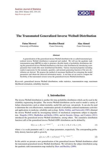 Pdf The Transmuted Generalized Inverse Weibull Distribution