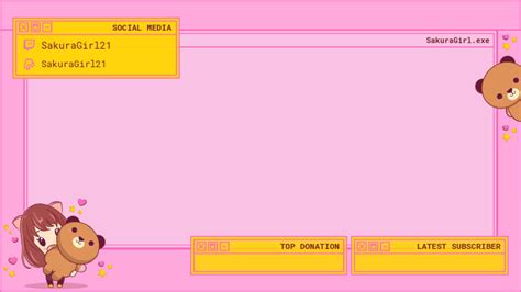 Placeit Twitch Overlay Design Maker Featuring Cute Kawaii Graphics
