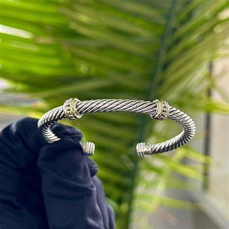 David Yurman Two Tone Classic Cable Two Station 14k Gem