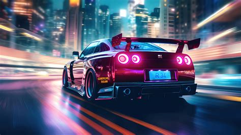 Nissan Skyline Gt R R34 Wallpaper 4k Racing Car Ai Art