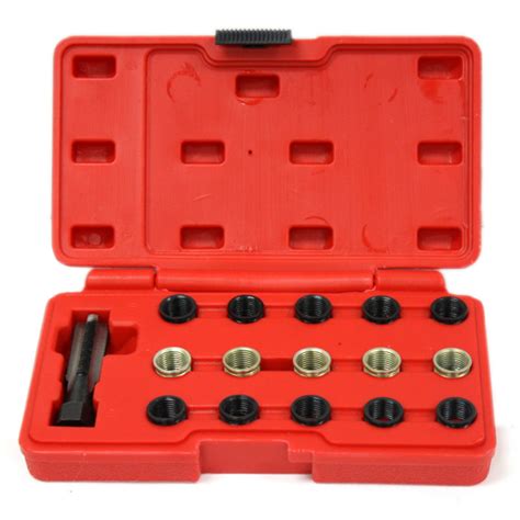 16pc Spark Plug Thread Repair Rethreading Tool Kit M16 Threaded Coil