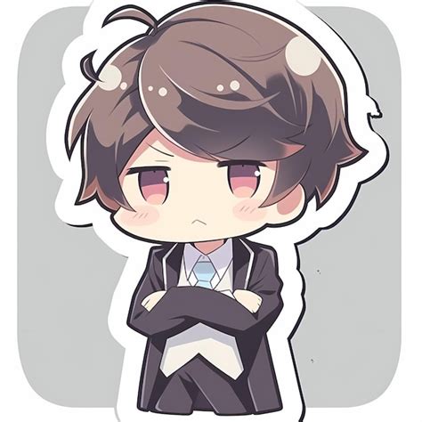 Premium Ai Image Minimal Japanese Kawaii Butler Boy Chibi Anime