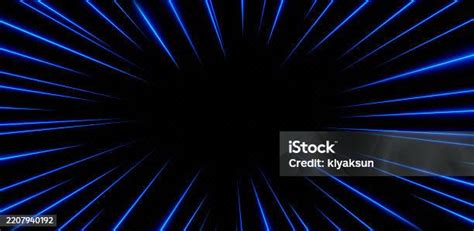 Blue Light Speed Effect On Black Background Stock Illustration