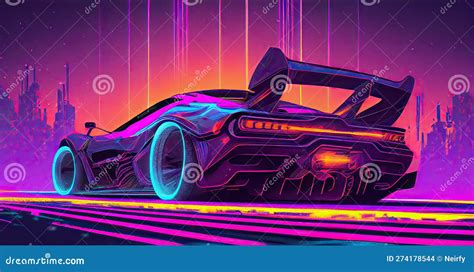 Futuristic Car Cyberpabk Style Illustration Non Existent Design