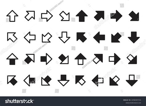 Directional Cursor Arrow Icon Set Illustration Stock Vector Royalty