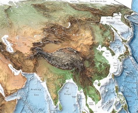 Equal Earth World Wall Map Physical Exaggerated Shaded Relief