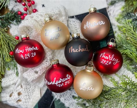 Personalized Glass Christmas Ornament Hand Lettered Calligraphy Name