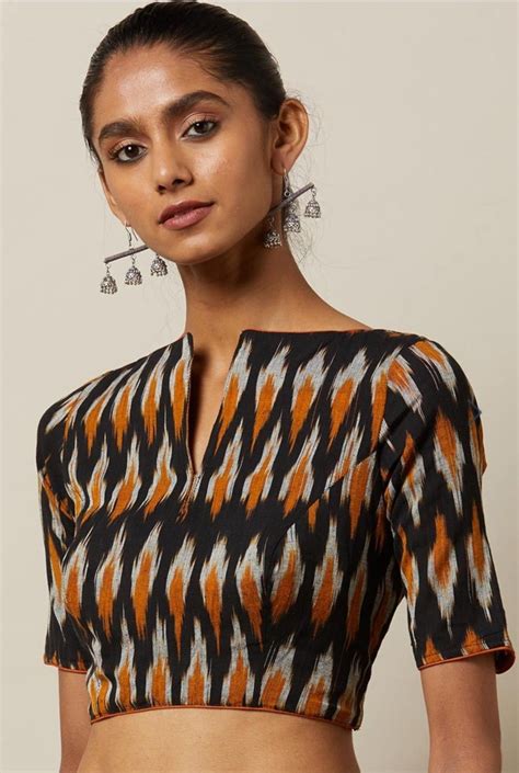 Ikat Blouse Office Wear Blouse Traditional Patterned Printed Blouse