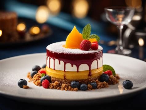 Premium Photo Michelin Starred Dessert At Fine Dining Restaurant Sweet Food Photography With