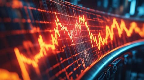 Photo Of Glowing Financial Chart With Rising And Falling Lines Stock