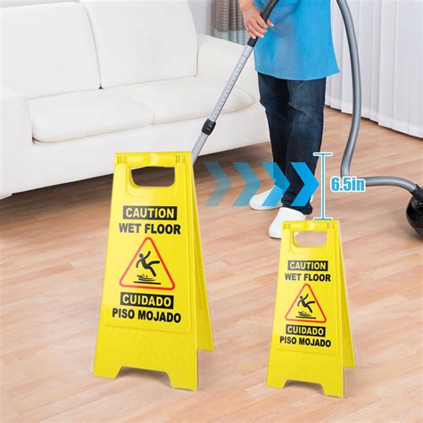 24 Inches Caution Wet Floor Sign 5pack Yellow Bilingual