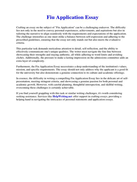 Fiu Application Essay Pdf Coordination Complex Chemistry