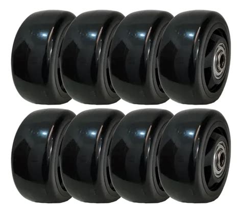 8x Rodas Rodinha De Pu Preta C Rolamento Esfera 3 Polegadas Parcelamento Sem Juros