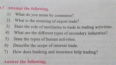 Attempt The Following What Do You Mean By Commerce What Is The Meaning